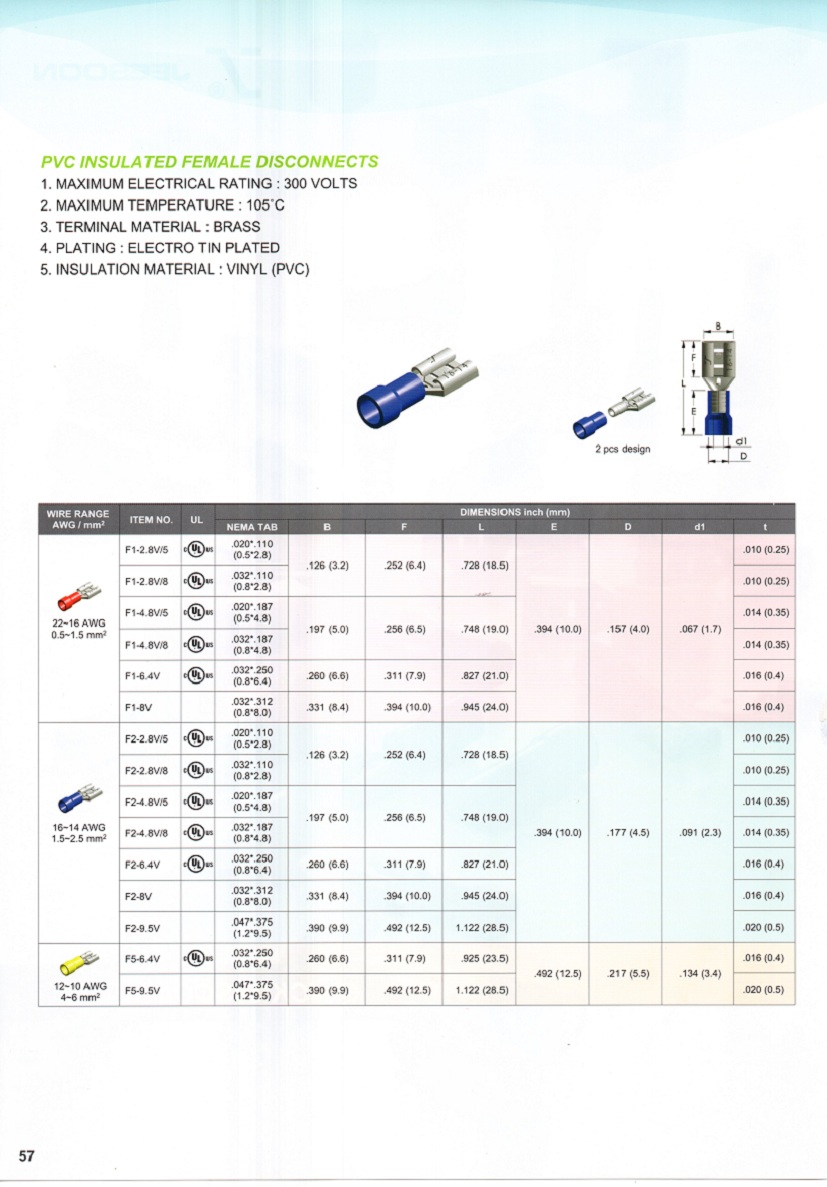 JEESOON公母端插鞘端子 - 上海冠头电子电器有限公司